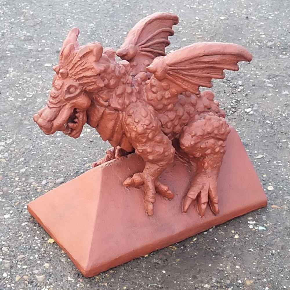 Dragon finials: Dragon roof finial - 45 degree hip end