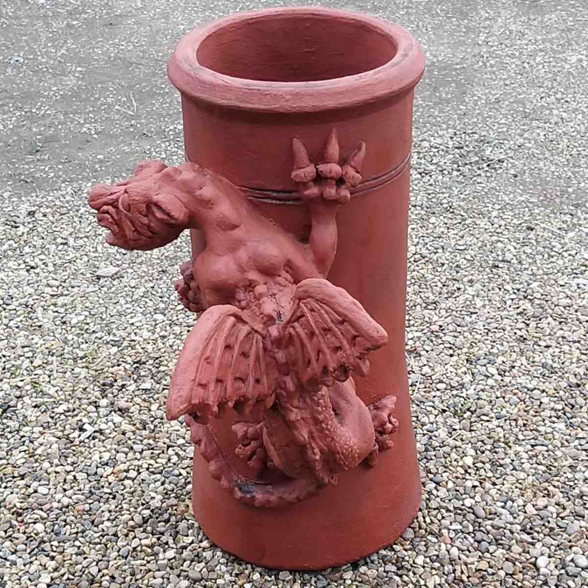 Chimney pots: Smile dragon chimney pot - terracotta