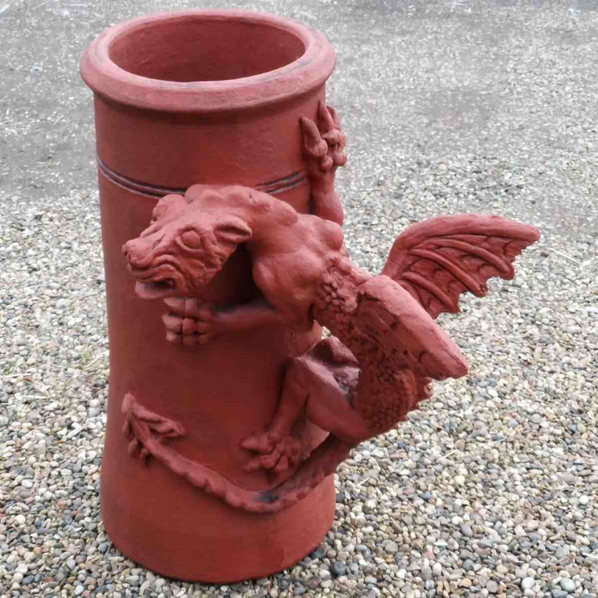 Chimney pots: Smile dragon chimney pot - terracotta
