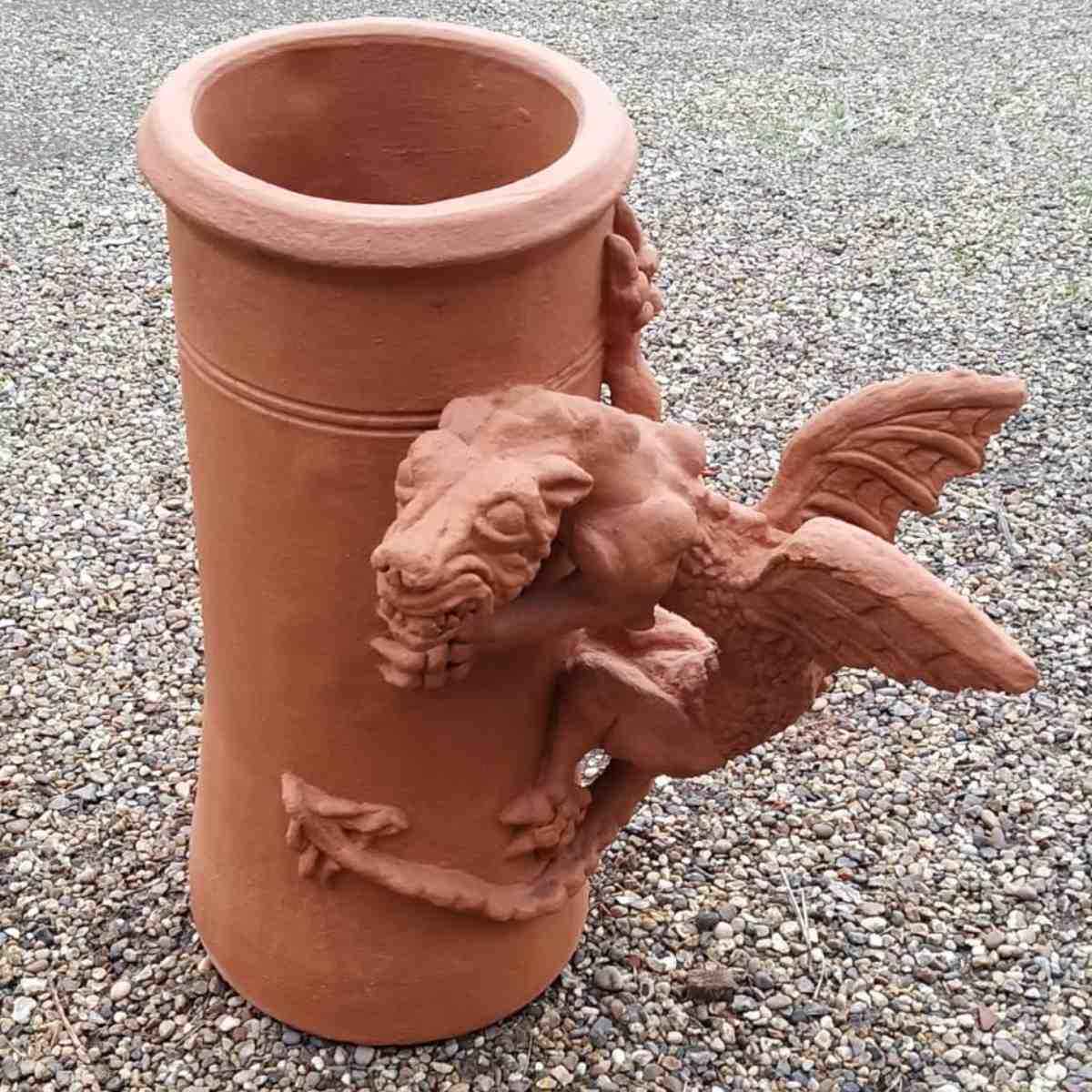 Chimney pots: Snile dragon chimney pot - terracotta