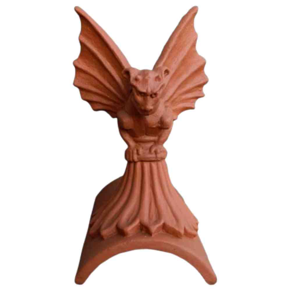 Segmental roof finials: Winged gargoyle ridge tile - segmental