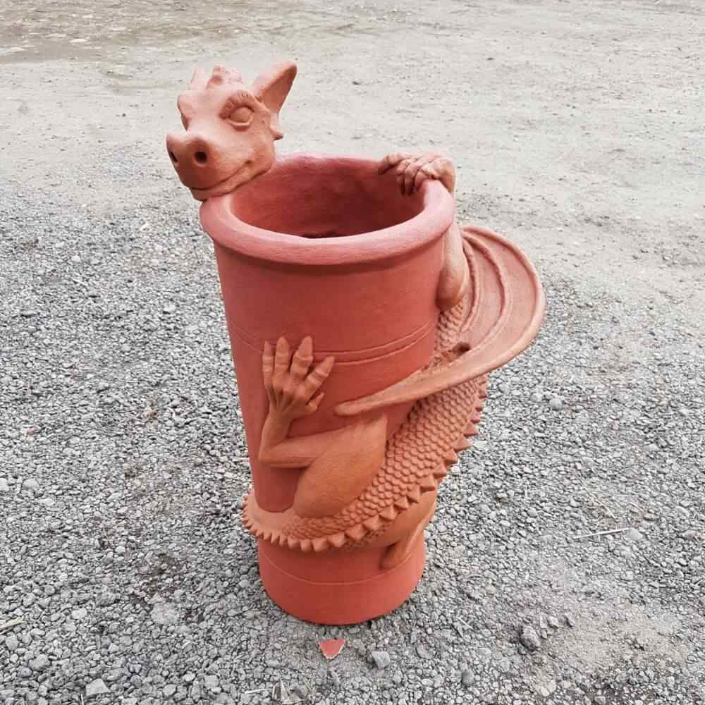 Chimney pots: Just landed dragon chimney pot - terracotta two tone